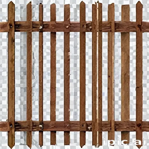 A Rustic Wooden Fence Panel Against a Transparent Background for Design ...