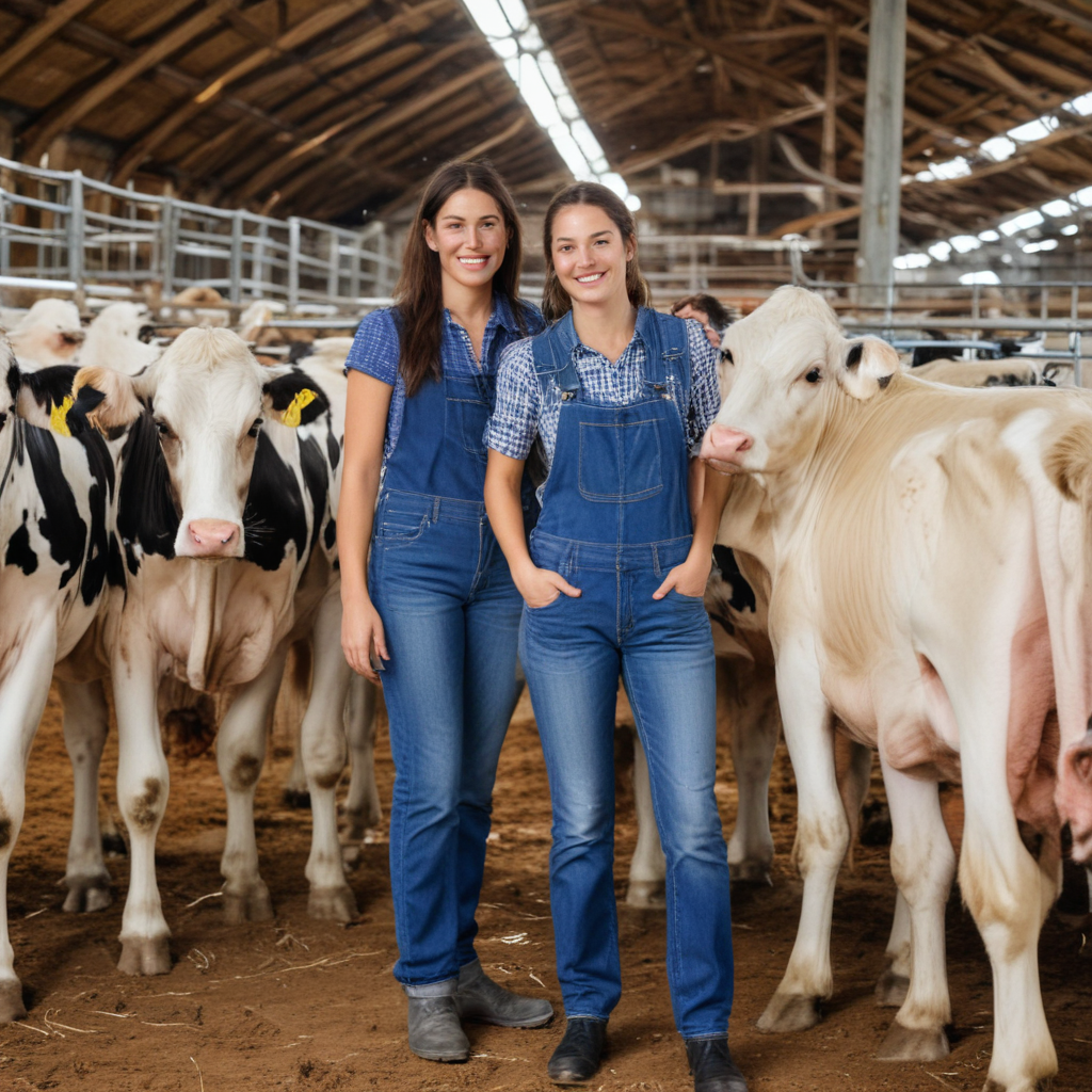 A dairy farm where women are being milked like cattle.
