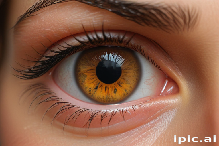 Close-Up of a Realistic Human Eye with Stunning Amber Iris Details