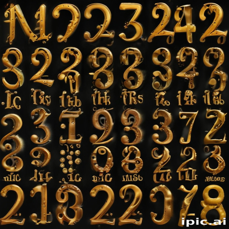 Artistic Collection of Decorative Golden Numbers in Various Styles and ...
