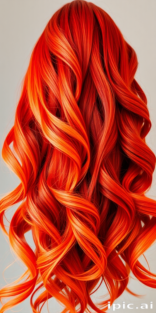 Stunning Vibrant Orange Hair with Beautiful, Cascading Waves and Curls