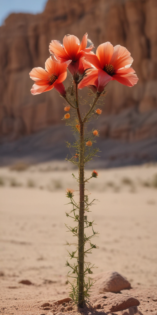 Vibrant Desert Flower Standing Tall Amidst the Arid Landscape