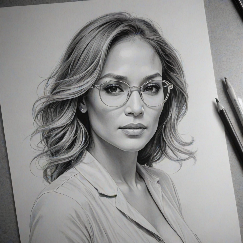 Stunning Black and White Portrait of a Woman with Glasses