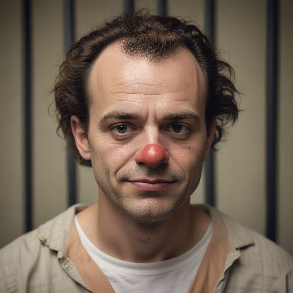 Richard matt as a sad clown in prison portrait