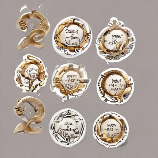 Creative Display of Intricate Rings with Unique Designs and Inscriptions