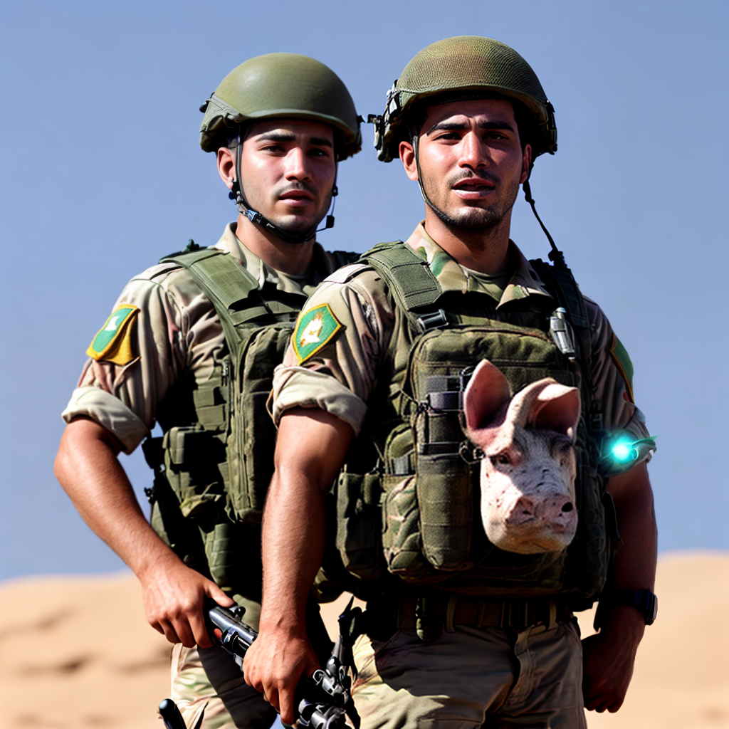 A cartoon Israeli soldier with a pig's head