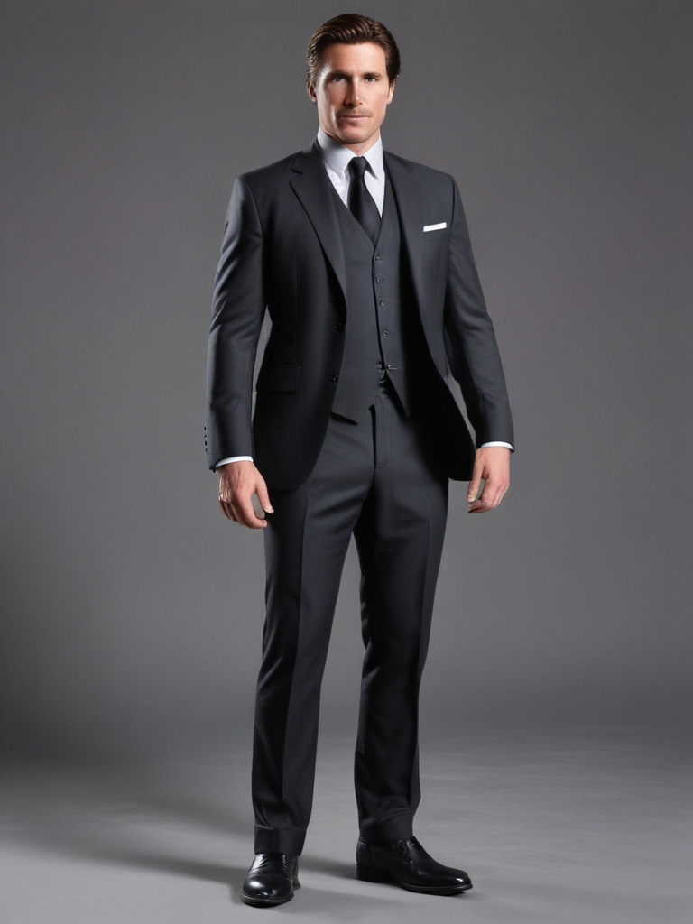 Christian bale as bruce wayne in suit, full body