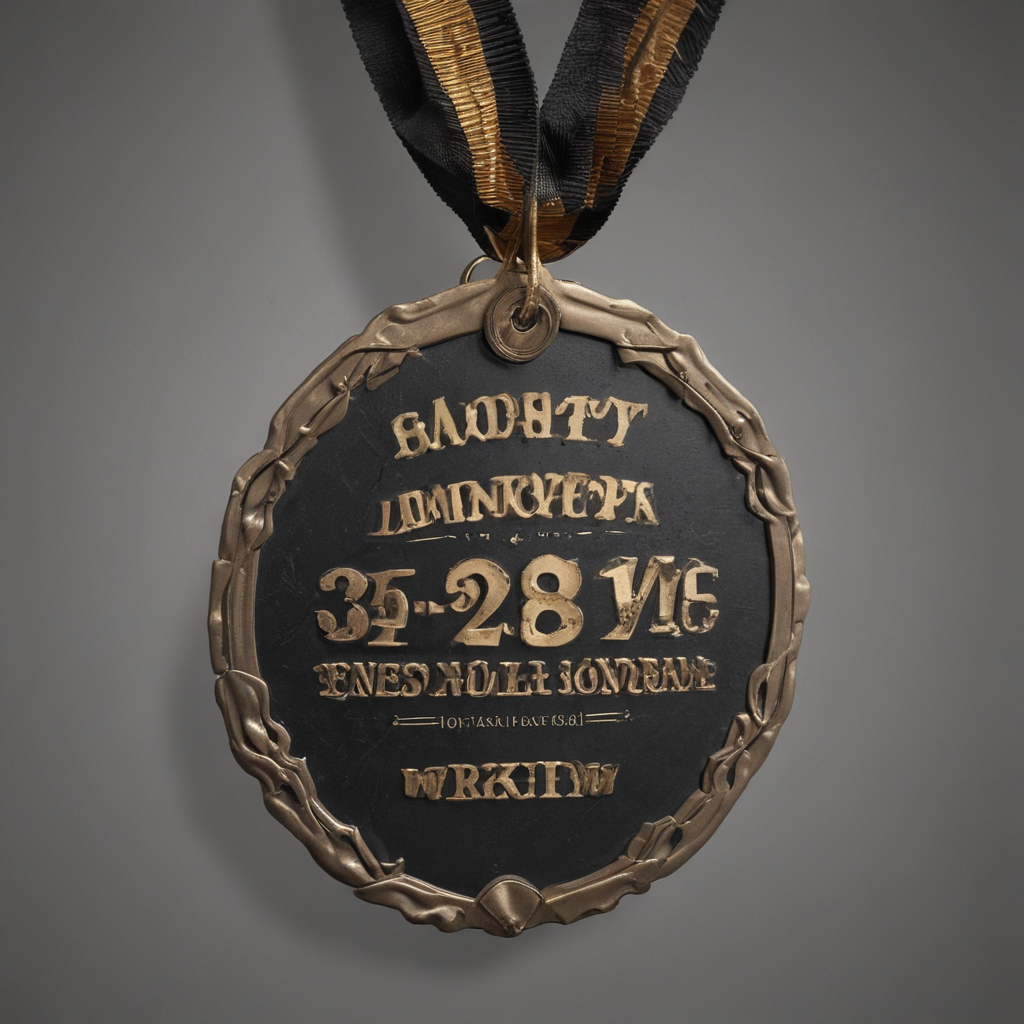 Commemorative Medal Featuring Intricate Designs and Bold Text for 31-28 ...