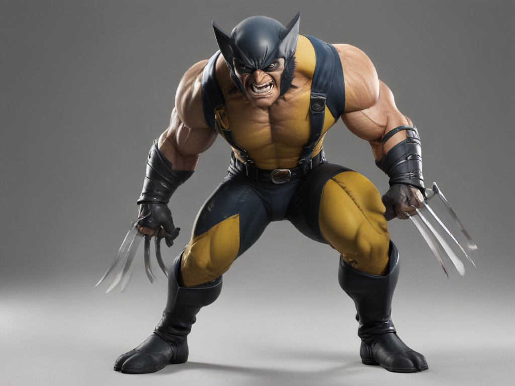 Fierce Wolverine Character Ready for Battle with Claws Extended and ...