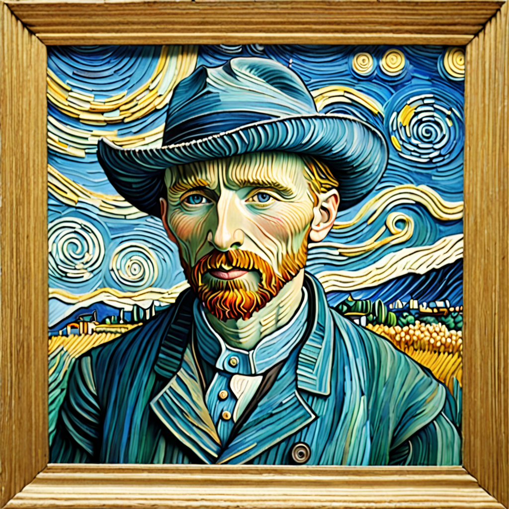 a van gogh's painting that seams to be painted with pasta peices