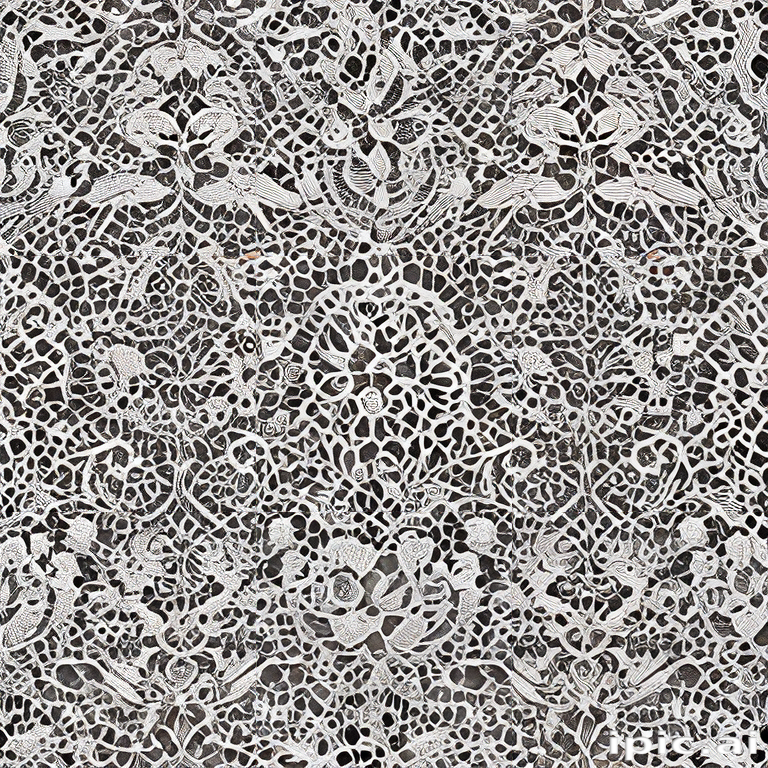 Intricate Floral Lace Design Featuring Delicate Patterns and Nature Motifs.