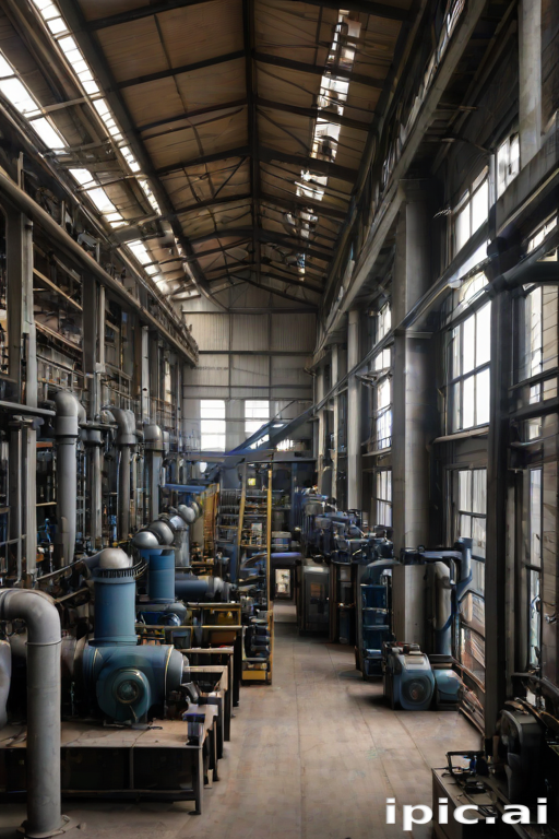 Industrial Warehouse Interior Featuring Machinery and Equipment in a ...
