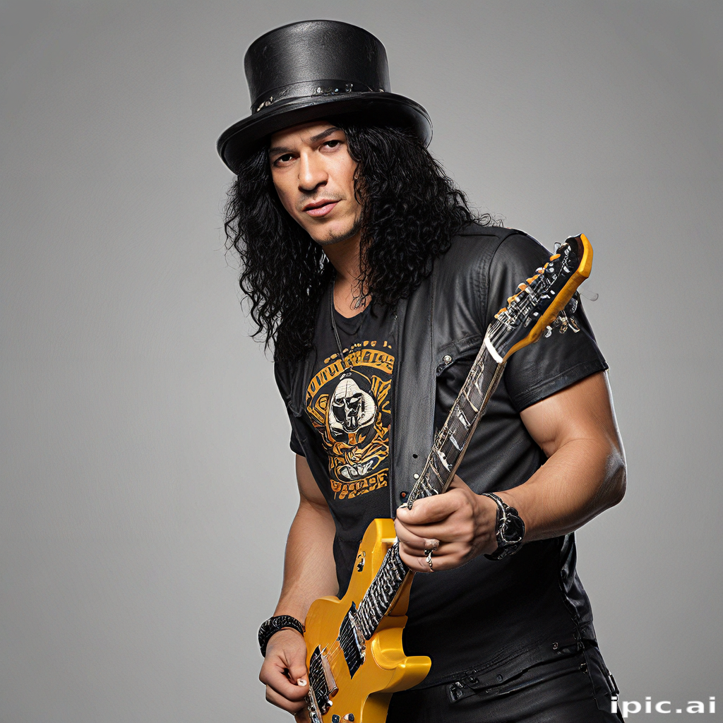 Iconic Rock Musician Posing Confidently with His Electric Guitar in Style