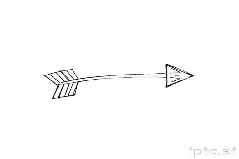 Hand-Drawn Arrow Pointing Right with Distinctive Tail and Sharp Tip