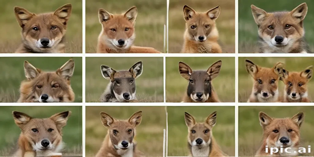 A Beautiful Collage of Various Fox Faces Captured in Nature.