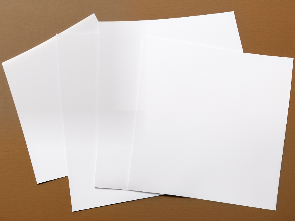 Four Blank Sheets of Paper Arranged Neatly on a Brown Surface
