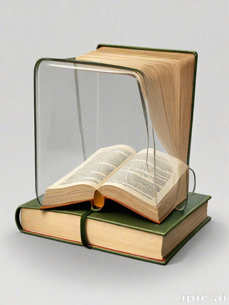A Creative Representation of an Open Book with a Transparent Cover Design.