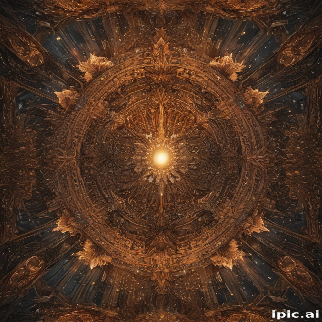 Intricate Golden Ceiling Design with Ornate Patterns and Soft Glowing ...
