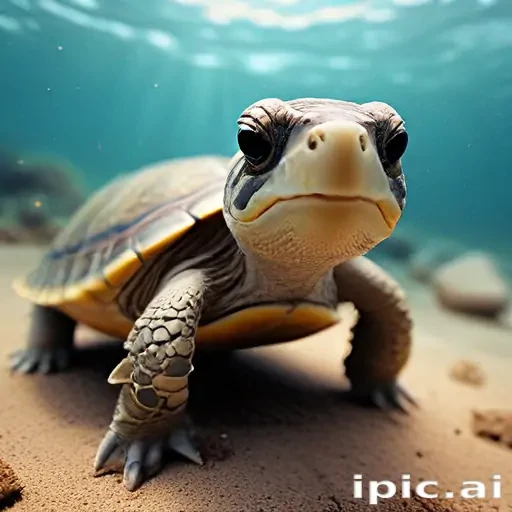 A Curious Turtle Exploring Its Underwater Home in Crystal Clear Waters