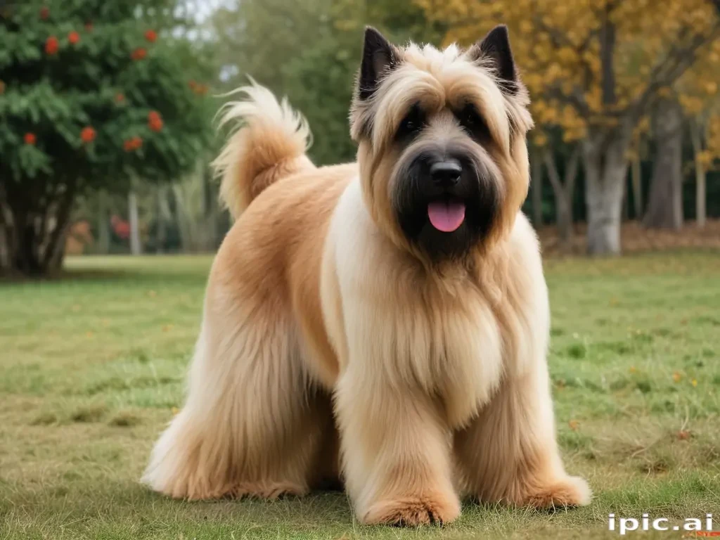 A Playful Briard Dog Enjoying a Beautiful Day in the Park.