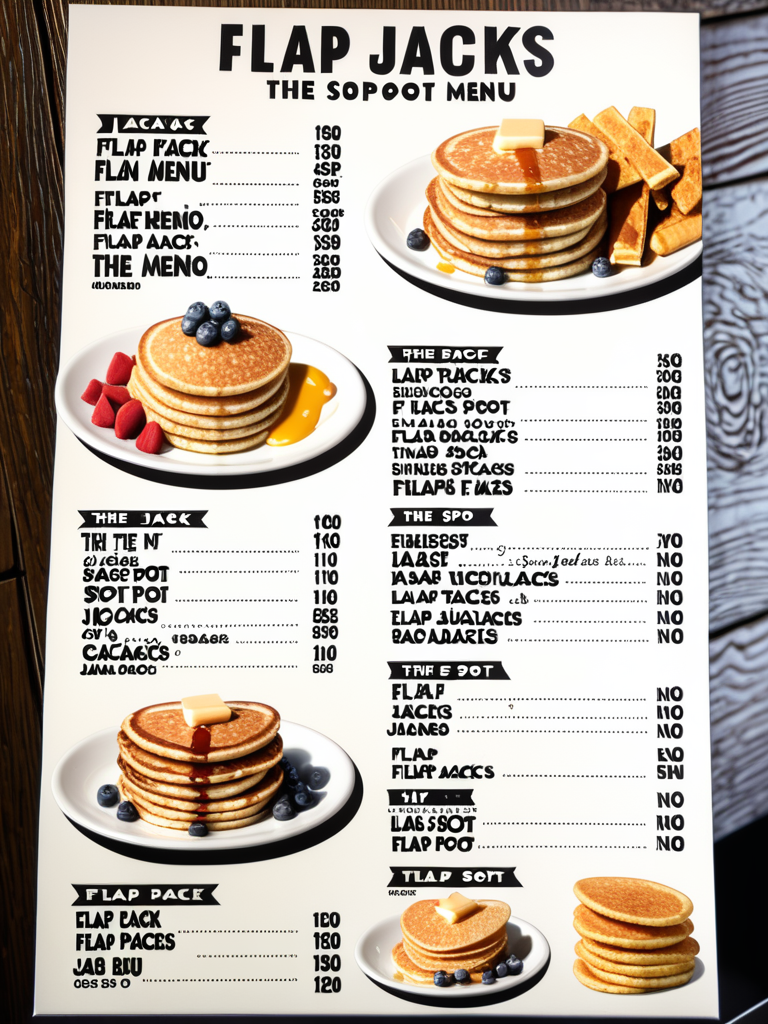 The Flap Jacks Menu Featuring Delicious Pancakes and Tasty Breakfast ...