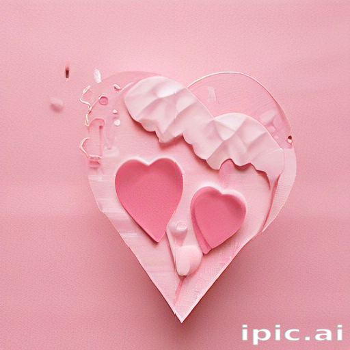 Whimsical Pink Heart Design with Playful Shapes and Soft Textures