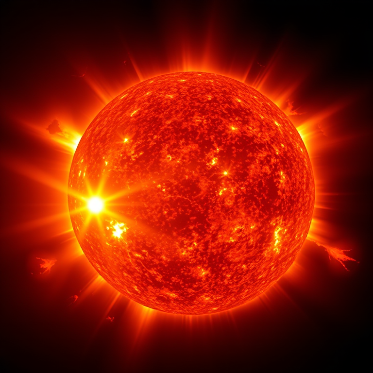 Stunning Close-Up of the Sun with Fiery Solar Flares and Intense Light