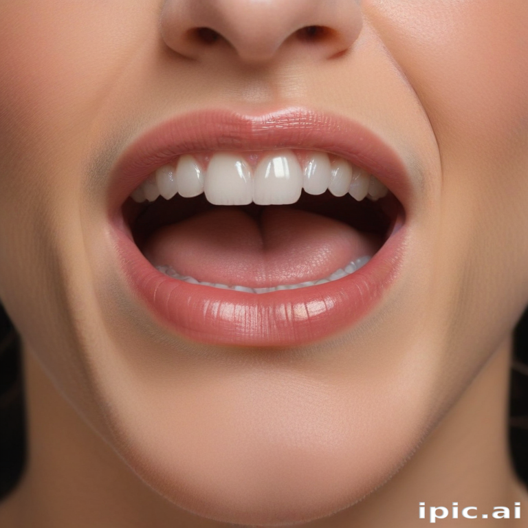 Close-Up of a Woman's Mouth Open in Expression of Joy and Surprise