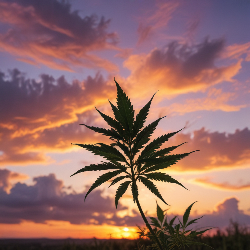 cannabis, sunset, colourful, bright colours, clouds