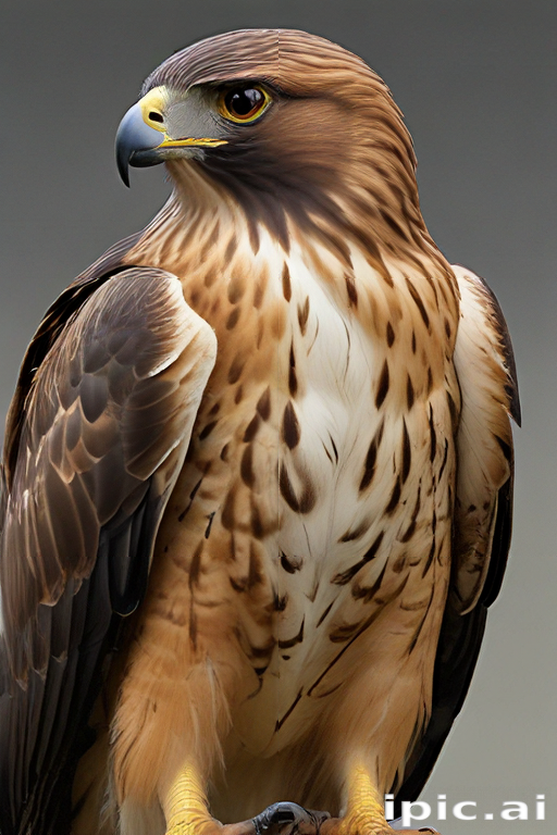 Majestic Hawk Perched Gracefully, Showcasing Its Stunning Feather Patterns.