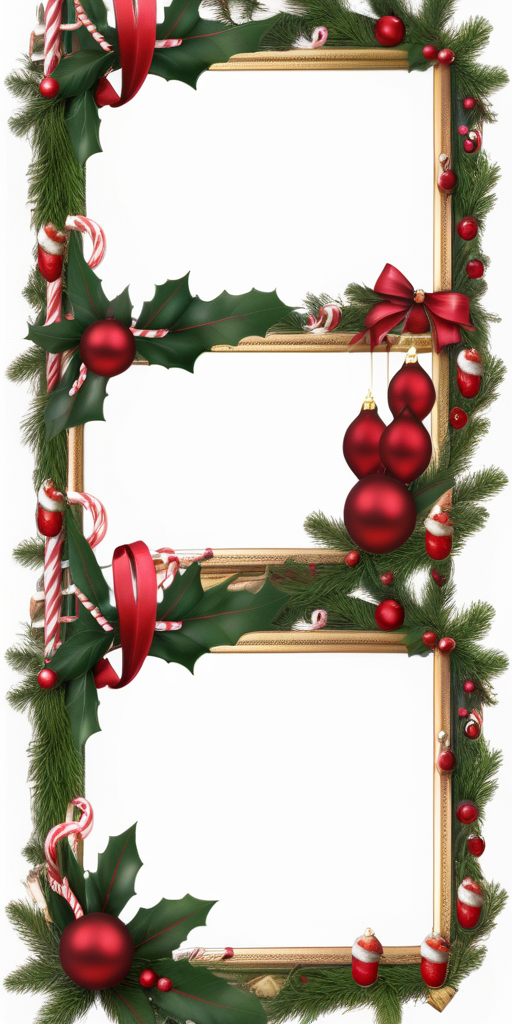 Festive Holiday Frame Adorned with Christmas Decorations and Cheerful ...