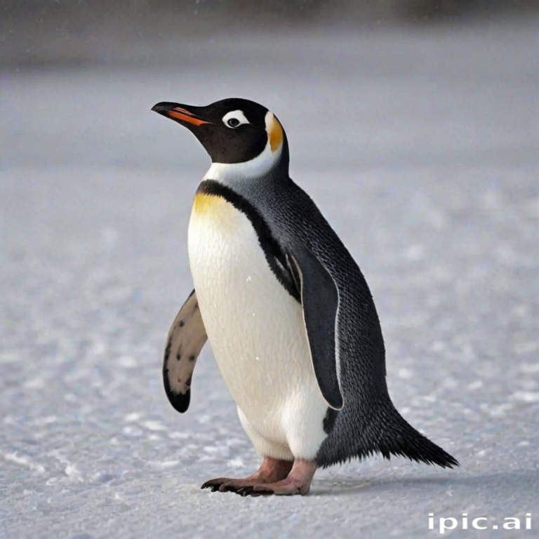 A Majestic Penguin Standing Proudly on the Icy Antarctic Landscape.