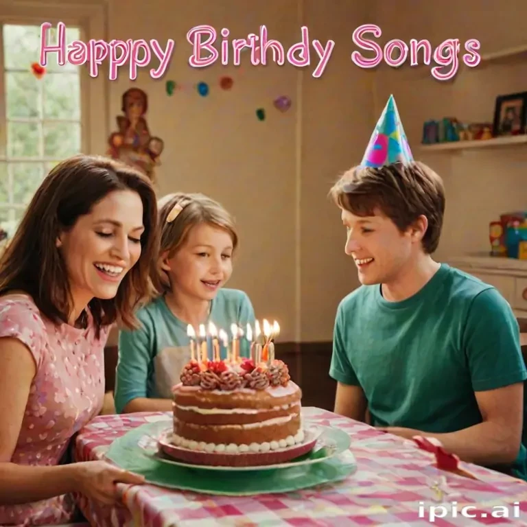 Joyful Family Celebration: Singing Happy Birthday Around a Delicious Cake