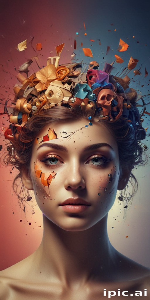An Artistic Portrait of a Woman with a Creative and Chaotic Hairdo