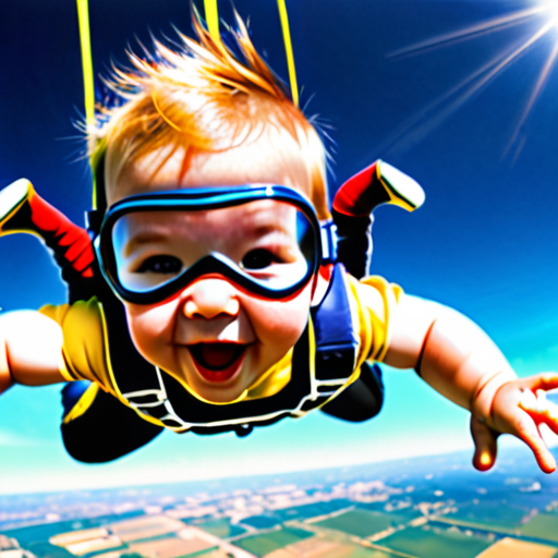 happy baby skydiving