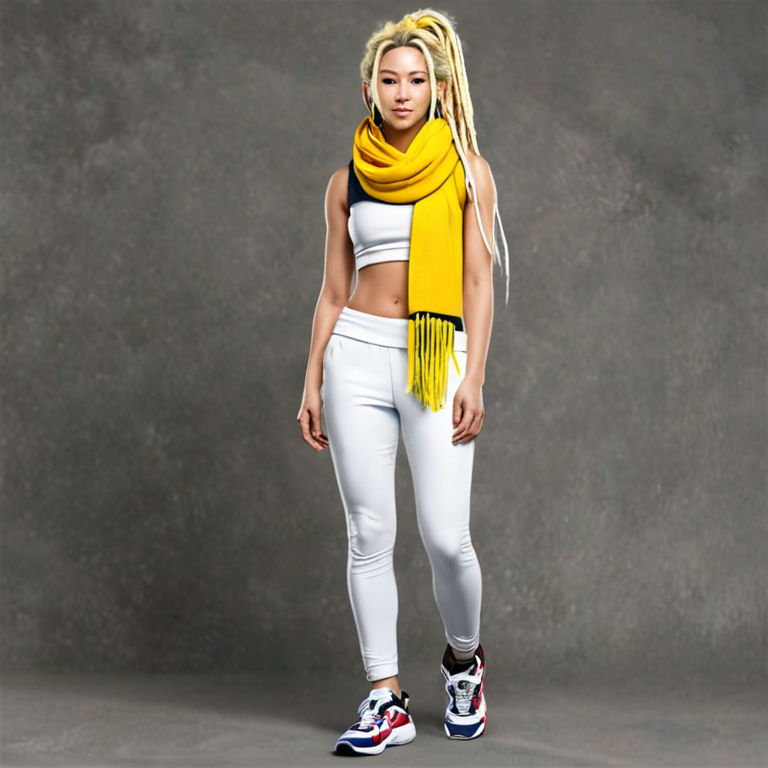 rikku. Full body. White. blonde mid-long hair dreads. Pokemon trainer ...