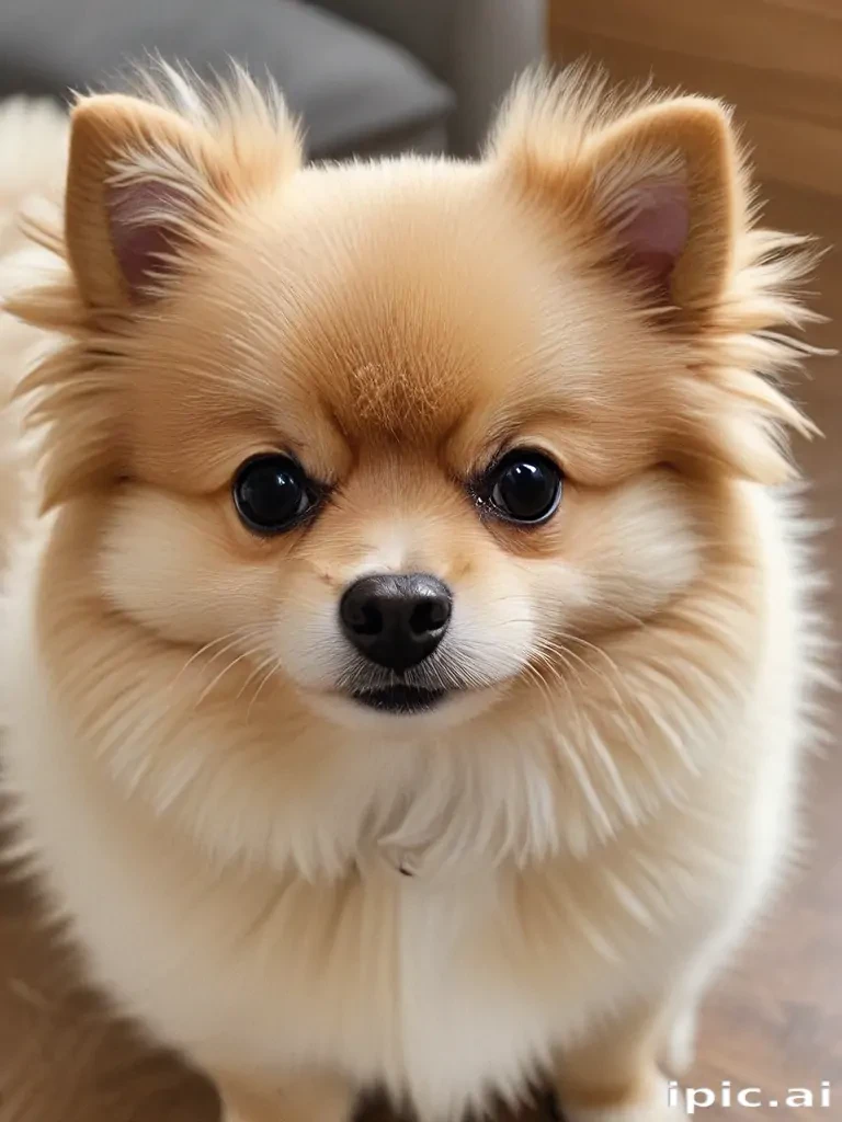 A Cute and Fluffy Pomeranian Dog with Adorable Big Eyes and Eager ...