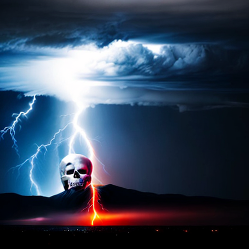 A Skull appearing into a lightning storm