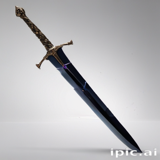 A Majestic Sword with Intricate Design and Shimmering Blade Details