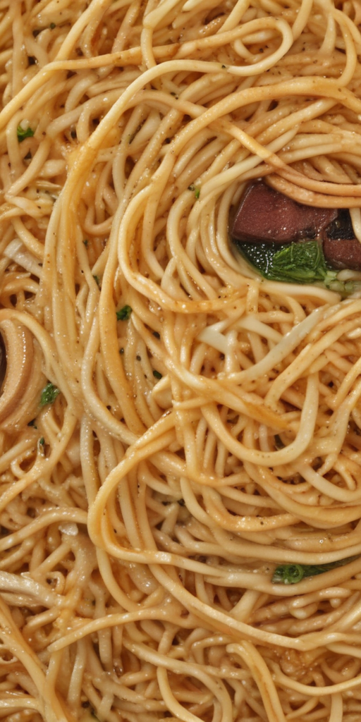 A Delicious Close-Up of Twisted Spaghetti Noodles with Savory Sauce.