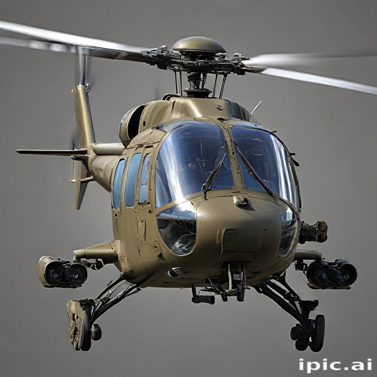 Military Helicopter in Flight with Advanced Technology and Tactical ...