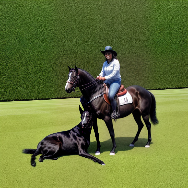 The dog is sitting on a horse