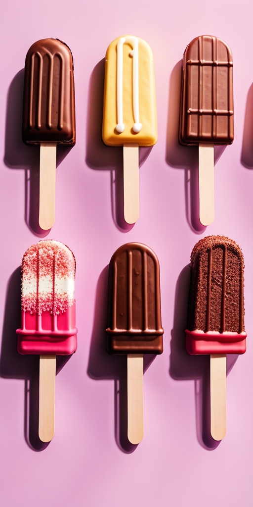 Colorful Ice Cream Bars Featuring Playful Superhero Designs in Rows of Three