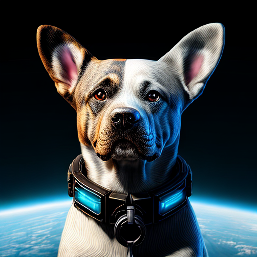 realistic dog in space, cyberpunk style