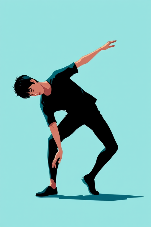 Create a high-resolution digital illustration of a person stretching to ...