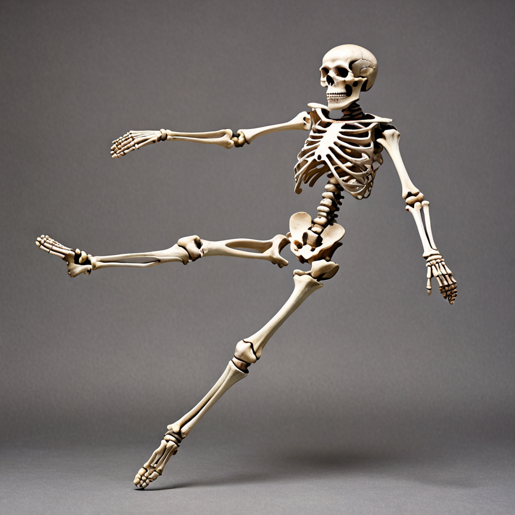 A skeleton doing Russian dance