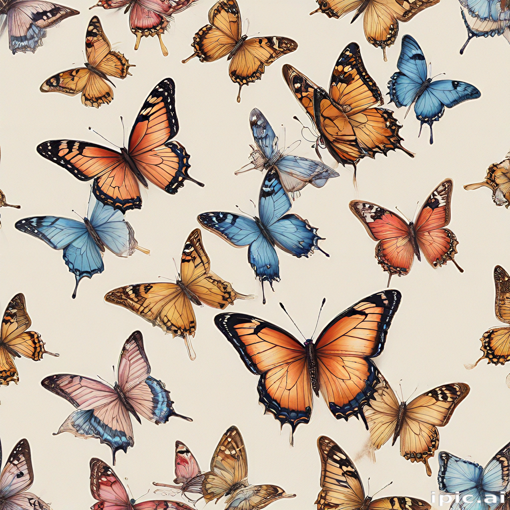 A Vibrant Collection of Colorful Butterflies Dancing Across a Soft ...
