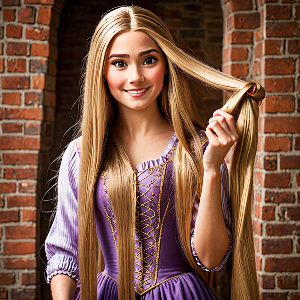 Rapunzel cutting her super long hair