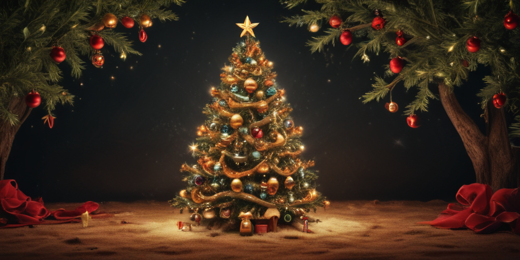 A Beautifully Decorated Christmas Tree Surrounded by Festive Holiday ...