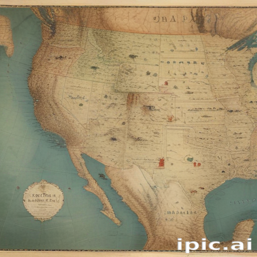 Historical Map of the United States Featuring Landmarks and Notable ...